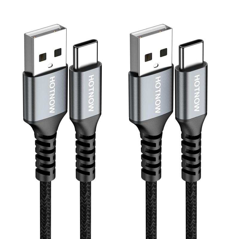 HOTNOW USB Type Cケーブル 2m 2本、3A USB AからUSB C線QC 3.0/2.0急速充電編み糸、iPhone 16 15、Galaxy S25 S24 S23 A21、Note 10、Google、Sony、C型...