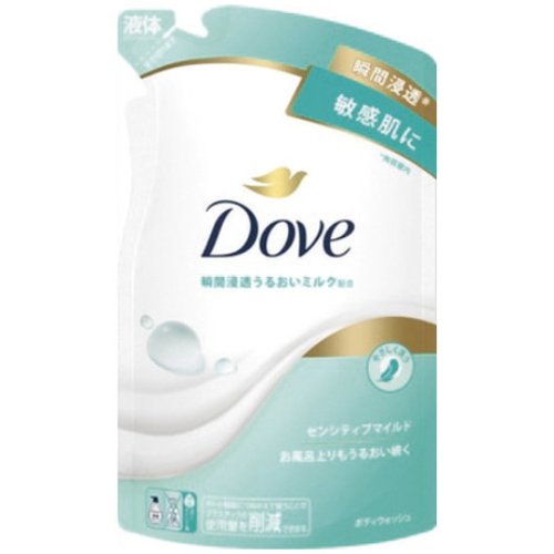 商品特徴 ■すこやかなもっちり肌に。 ■お子様の1人洗いにも！ダヴはうるおいを守りながら肌をやさしく洗います。 ■無添加＆低刺激処方センシティブマイルド合成着色料＆パラベンフリー。 ■瞬間浸透*1うるおいミルク*2、トリプルセラミド*3配合...