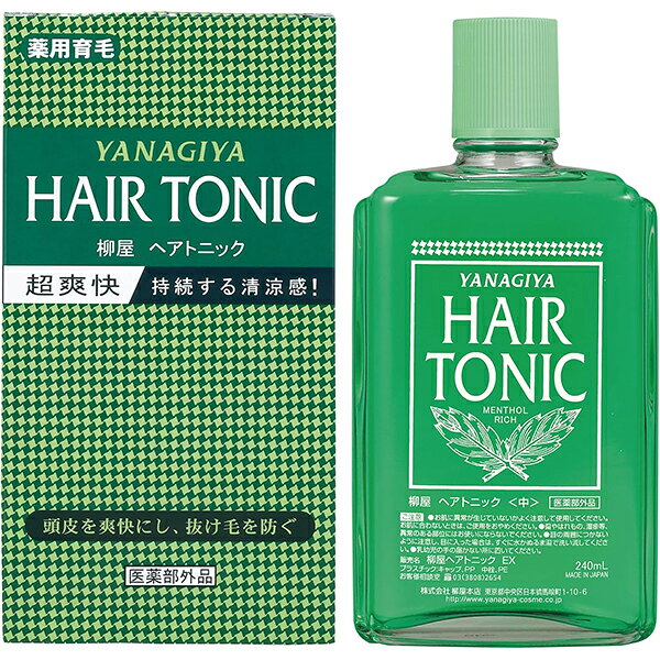 商品特徴 愛されて50年　柳屋ヘアトニックは医薬部外品です 若々しく健康で丈夫な髪を育てるには、頭皮への継続したお手入れが重要です。柳屋ヘアトニックは、薬効成分が毛根に浸透し、抜毛を防いで発毛を促進する、スキッと爽快なヘアトニックです。 ■...