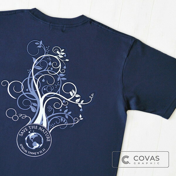 COVAS GRAPHIC Tシャツ "ボタニカルワールド”a ネイビー 501334-29 ユニセックス 半袖 綿100% DTF 自然 草木 プリントTシャツ デザインTシャツ グラフィックTシャツ メンズ レディース 男女兼用 メーカ...