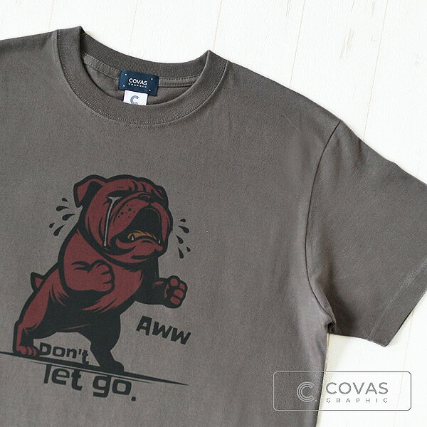 COVAS GRAPHIC Tシャツ "涙犬" チャコールグレー 351504-17 ユニセックス 半袖 綿100% 犬 ブルドッグ プリントTシャツ デザインTシャツ グラフィックTシャツ メンズ レディース 男女兼用 メーカー希望小売価...