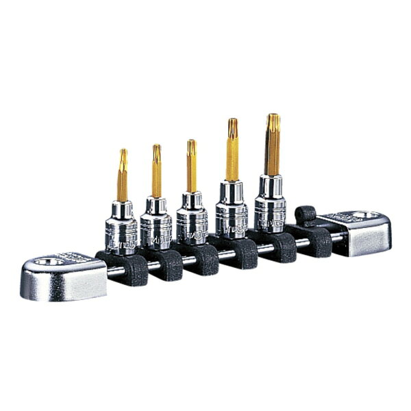 ●TIN（チタン）コーティングにより耐摩耗性を向上。 トルクスビット NQ4T10,T15,T20,T25,T27 ソケットホルダー6コ用 NEHB206　