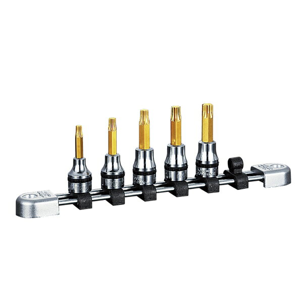 ●TIN（チタン）コーティングにより耐摩耗性を向上。 トルクスビット NQ6T25,T30,T40,T45,T50 ソケットホルダー 6コ用 NEHB306　