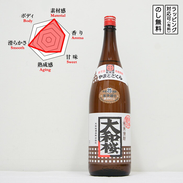 #鹿児島県のお酒 #ふくよかで柔らかな味わい #穏やかで上品な香り 〔商品情報〕 鹿児島県の伝統ある蔵元が造る大和桜は、初心者の方にこそ飲んでいただきたい、優しさに満ちた芋焼酎です。最大の特徴は、蒸かしたさつまいものような、穏やかで品のある...