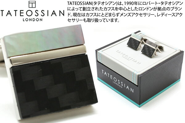CARBON FIBRE CARBON MOSAIC PALLADIUM, CARBON FIBRE & BLACK MOP CUFFLINKS パラジウムプレートのベースメタルに、カーボンファイバーと黒蝶貝を組み合わせたスクエア型のカフリ...