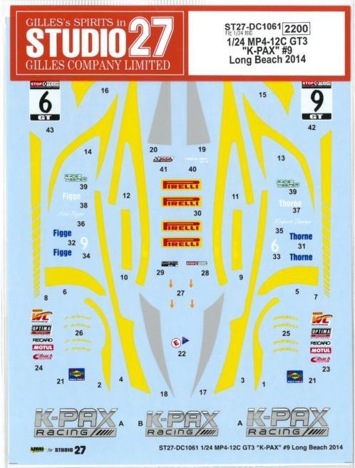 1/24 MP4/12C GT3"K-PAX"#9 Long Beach 2014(F社1/24対応）