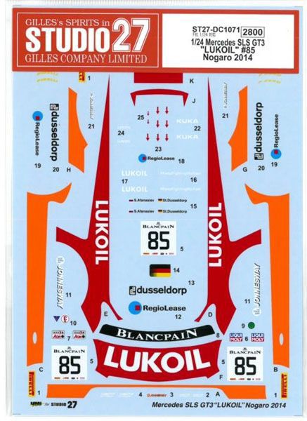 DC-1071 1/24 Mercedes SLS GT3 ”LUKOIL”#85 Nogaro 2014 (F社1/24 対応)