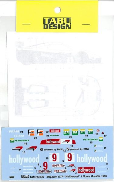 TABU-24049 1/24 McLaren F1-GTR "Hollywood"＃09　4HoursBrasilia　1996 (F社1/24対応）