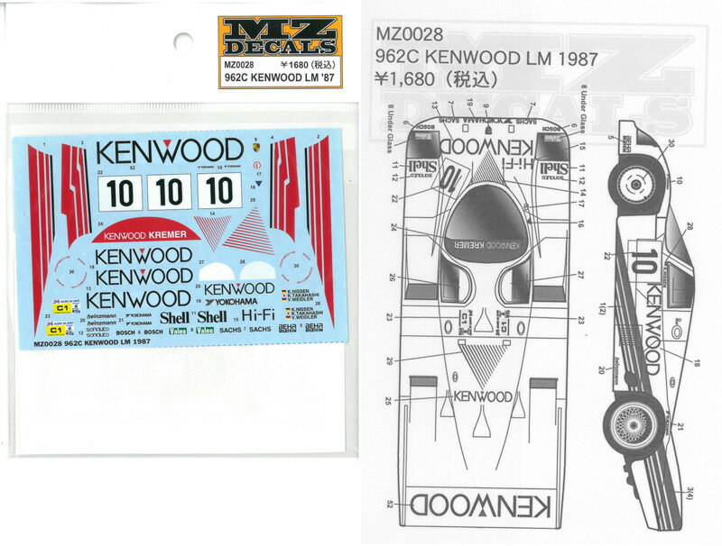 MZ0028 962C KENWOOD LM '87（K社ミニッツ対応） ●京商ラジコン模型用対応デカールとなります。