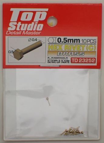 HEX RIVET(C) 0.5mm 10PCS DETAIL-UP PARTS(BRASS)【トップスタジオ TopStudio TD23252】