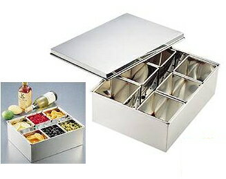 ーーー【おすすめポイント】ーーー　中子の間に氷を入れて、カクテルやトロピカルドリンクに必要なレモン、チェリー、ライム等を冷たく保てるため、カウンター内でのスピーディーなサービスに役立ちます。【商品仕様】●サイズ(約)：内寸/275×355×...