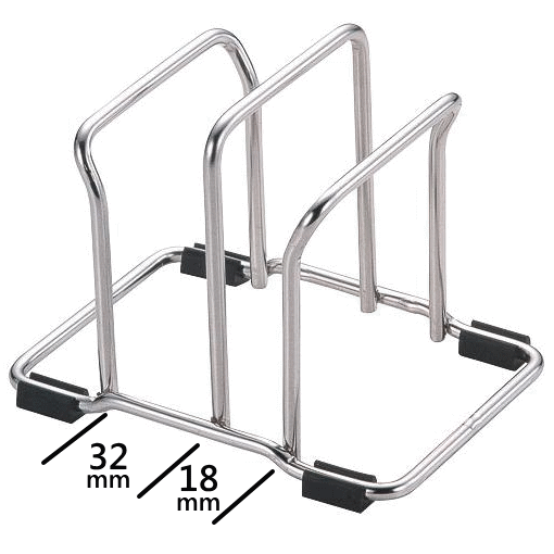 　さびにくい高級18-8ステンレス製のまな板スタンドです。厚さ3cmと1.7cmまでのまな板を立てられます。滑り止めゴムは、はずして洗えます。＜商品仕様＞●サイズ/横130X奥行95X高さ95mm●材　質/本体：18‐8ステンレス脚ゴム：エ...