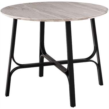 石目調の表情が映える、上品なフォルム 美しい石目調の天板と、繊細なカーブを描くスチール脚が印象的なラウンドテーブル。 すっきりとしたブラックスチールの脚部が圧迫感を抑え、空間に心地よい抜け感をもたらします。 シンプルなデザインなので、様々な...