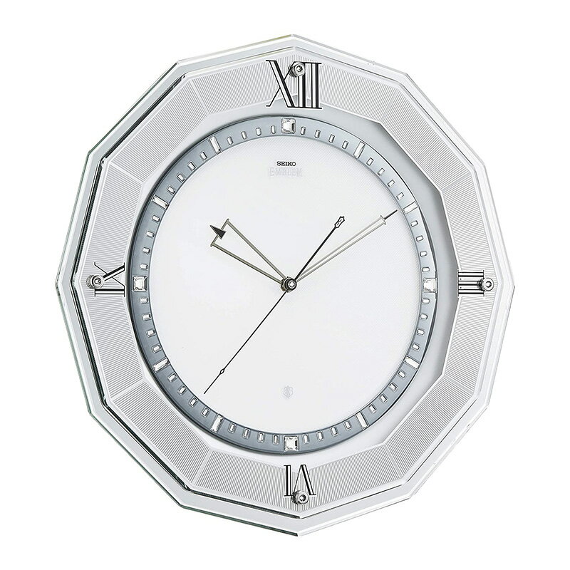 【ブランド】SEIKO EMBLEM(セイコー エムブレム) 【型番】HS555S 【枠材】プラスチック枠(銀色メタリック塗装) 【前面】カットガラス 【サイズ】368×368×56mm 1.9kg 【電池】単3アルカリ乾電池 3個 【機能...