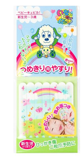 やさしく削って爪の長さをととのえるつめきり代わりに使えるやすりです。 粗さの違う両面仕様で爪の成長に合わせて使い分けできます。 1本ずつ切り取れる衛生的な使い切りタイプ。 1袋に7本入り。 [対象]0ヶ月~36ヶ月