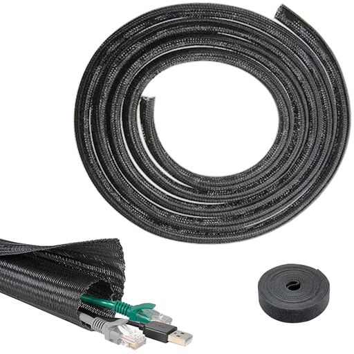 【基本情報】ケーブル収納スリーブ、材質:PET、カラー:ブラック、サイズ:全長:3M、直径:13MM、重量:約75G、パッケージ内容 :ケーブル収納スリーブ*3M(1巻)、結束バンド*1M(1巻)、取扱説明書*1。直径13MM、サイズ調整可...