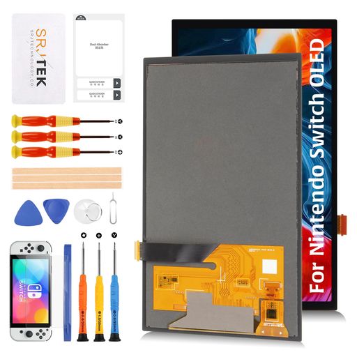 🧩【Originalフレームなし】:ForNintendoSwitch2021OLED版OEMOriginalグレーフレーム付き交換修理用液晶パネルセット。壊れた画面、故障したスクリーン、デッドポイント画素、非アクティブなタ...