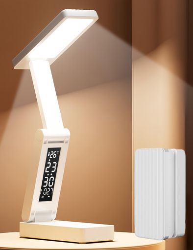 折りたたみ可能で多機能なポータブルデスクランプ 【折りたたみ式デスクランプ】シンプルでコンパクトな本体は、たったの15cmx5.5cmx7cmという精巧なサイズです。折りたたみ可能な柔軟なデザインなので、収納時にスペースをとらず、展開すれば...