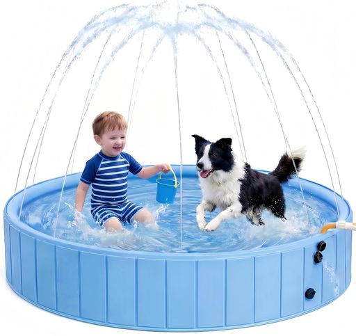 💦【噴水付きで楽しく遊べる2WAY仕様・暑い季節の水遊びに最適】本商品は、通常のペットプールとして使えるだけでなく、噴水付きでスプラッシュプールとしても楽しめる2WAY仕様です。暑い季節のクールダウンや猛暑対策、毎日の水遊び...