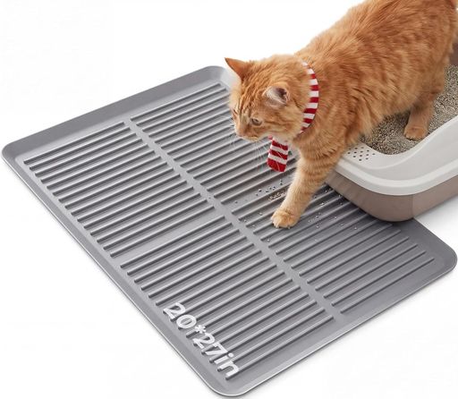 😸高くしたエッジで砂飛び散り防止: シリコン猫トイレマットの四辺には高さ2.5cmのエッジがあります。猫砂、キャットフードと水が床にこぼれることを効果的に防げます。排泄物の汚れも防げます。 💯厚めシリコン: ...