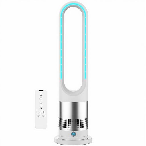 【安全なデザイン&amp;2色展開】この羽根なし扇風機は、タワーファンとしての革新的デザインが特徴で、スペースを取らずに見た目もすっきりとします。羽根がないため、子どもやペットのいる家庭でも触れてしまうリスクがなく、安全性に優れています。2...