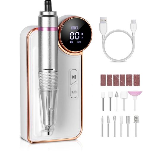 【35000RPM無段階調整可能&amp;正逆回転機能付き】電動ネイルドリルは、自分の習慣や粗い研削から細かい研削まで必要に応じて、回転スピードが0~30000rpmのの無段階速度調整が可能です。正逆回転機能がついており、左右どちらの利き手...