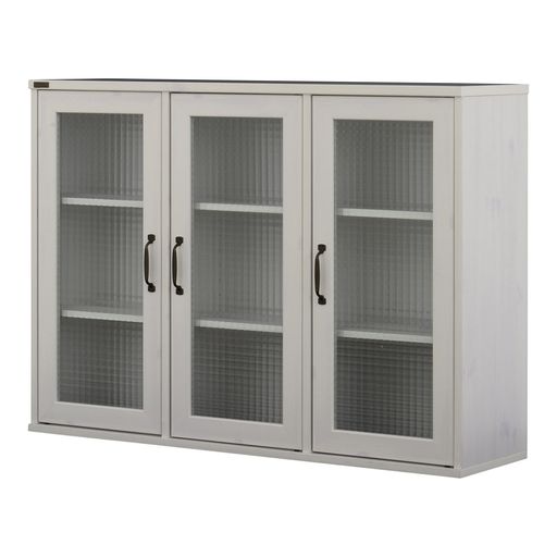 サイズ:W111.5xD30xH80cm 材質:本体/プリント紙化粧繊維板扉/5mmクロスガラス 原産国:ベトナム メーカー品番:NF80-120GWH お客様組立商品