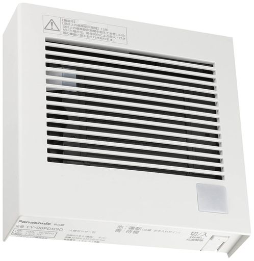 サイレントストリームファン、ストリームモーター搭載で低騒音・低消費電力設計。 人を感知すると運転開始。退室後、在室中の感知時間プラス5分(最大15分)の残遅運転でいやなニオイを排出し、自動停止。 感知範囲が左右約150°、上下約150°、最...