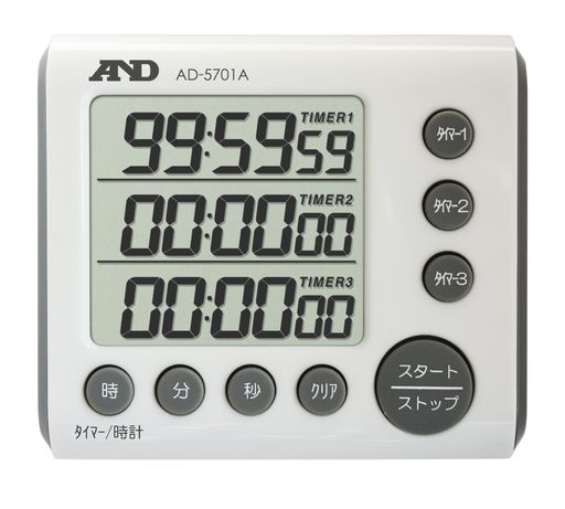 設定範囲:最大99時間59分59秒、最小1秒 タイマー数:3チャンネル タイマー機能:カウントアップ、カウントダウン アラーム時間:ブザー音約30秒間 ブザー音量:約70dB/距離10cm 電源:単4形乾電池1本 付属品:取扱説明書、電池(...