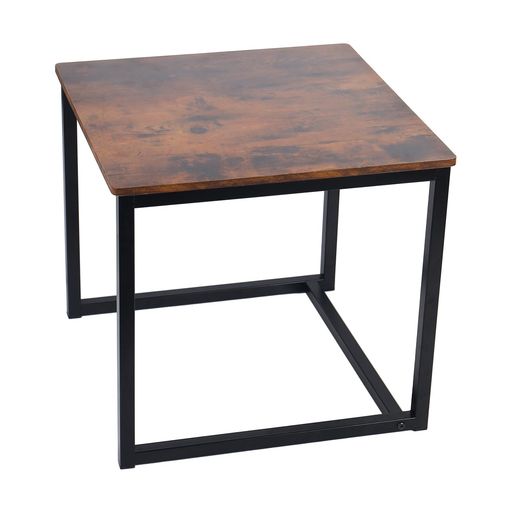 【商品情報】サイズ:約幅50*奥行き50*高さ47cm重量:約4.2kg耐荷重:約40kg 【材質】天板:化粧パーティクルボードフレーム:粉体塗装スチール 【おしゃれ&amp;丈夫】冷たい印象を与えるスチールと重厚感のある木目天井の組み合わ...