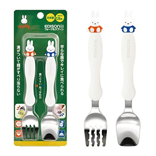 大人食器へのステップアップに! 月齢:1.5歳頃~ スプーンとフォークの長さ:15.7cm(キャラアイコン含む) お手入れ:食洗器・乾燥機・薬液消毒・煮沸消毒・電子レンジNG 生産国:日本 材質:ABS樹脂(耐熱温度/80°C)・ポリプロピ...