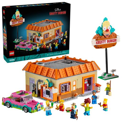 レゴアイコンザ・シンプソンズクラスティ・バーガー(10352)は、スプリングフィールドの迷店を組み立てて飾れるホームデコセットです。ホーマーの行きつけのファストフード店は、厨房から客席、トイレ、ドライブスルーに至るまでアニメ『ザ・シンプソン...