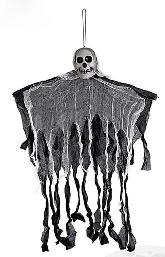【雰囲気満点】:ハロウィンの怖いハンギングゴースは、ホラーパーティーの装飾には絶対にかかせないアイテムです。主に頭蓋骨と布で構成されています。アームは柔軟に調整できます。ぼろぼろの布が風に揺れ、ハロウィン気分満喫でき、ハロウィーンパーティー...