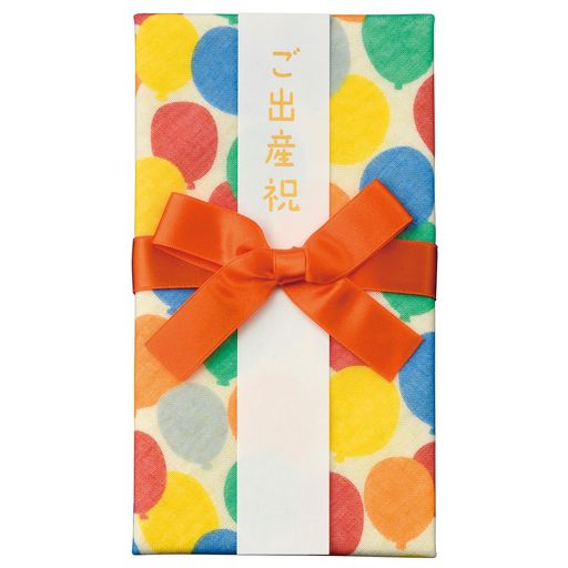 昔ながらの日本のガーゼを使用した、かわいいデザインのご祝儀袋。 リボンをはずすと、面ファスナー付きのスタイとしてお使いいただけます。 【スタイ展開サイズ】300x300mm 【付属品】短冊2枚(ご出産祝/お祝)、中袋 【生産国】日本