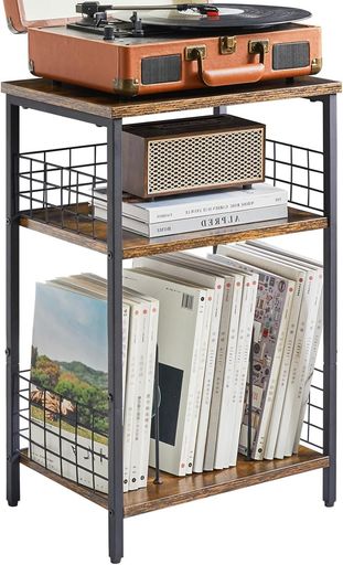 【優れたデザイン】:落下防止のフェンスが付いており、大切なレコードをしっかりと守ります。広々とした天板は、大きいレコードプレーヤーも置くことができ、底部のU字型デザインで、レコードやCDをスムーズに整理・収納でき、好きなものをすぐに見つけら...