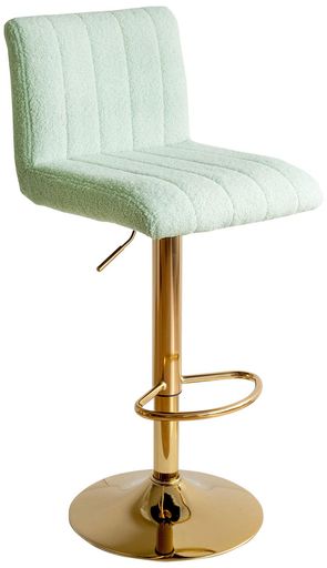 張地:ポリエステル、ウレタン、スチール(クローム) 手触りの良いブークレ生地に縦に入ったキルティングが目を引く座面とキレイなゴールド脚フレームで、可愛く上品な雰囲気を演出するバーチェア『Lukuta(ルクター)』。身体にフィットする背もたれ...