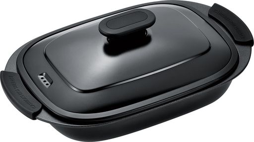 サイズ(約):285x177x102mm・深さ3.8cm 本体重量 (約) :500g 素材・材質:本体/ 鉄(アルミメッキ)(内面/フッ素樹脂塗膜加工、外面/シリコーン焼付塗装)、底部/発熱性シリコーンゴム、蓋/鉄(アルミメッキ)(シリコ...
