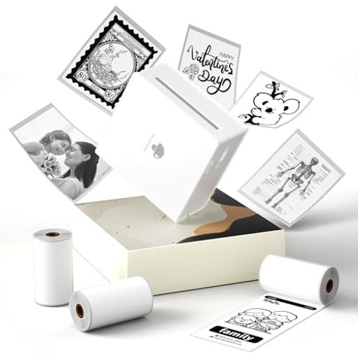 プレゼントにオススメ:スタイリッシュで可愛いなギフト包装を採用し、Phomemo-M02ミニプリンター本体x1点、白地シールx1巻、シルバーキラキラシールx1巻と透明シールx1巻が含まれています。(透明な用紙は本当に硬く、直接ちぎるのには向...