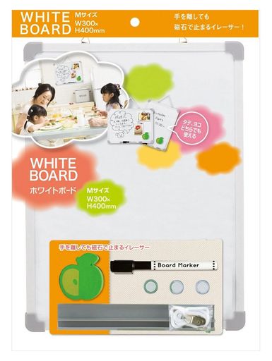 W30xD1xH40cm Mサイズ30x40cm 磁石が付く金属ボード採用 磁石で止まるイレーサー付き タテヨコ両用