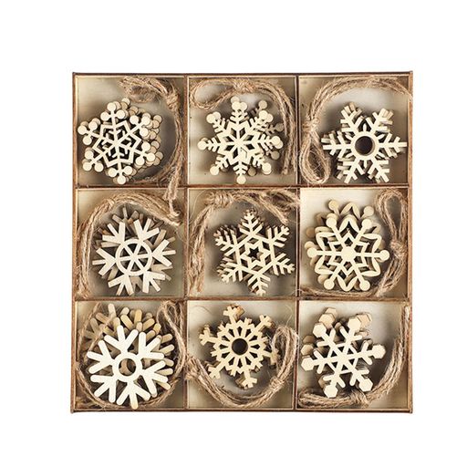 【パッケージ】クリスマスオーナメント45個セット。 【素材】雪の結晶の飾りは高品質の木材で作られており、無害、無臭、安全で環境に優しく、耐久性があり、軽量で持ち運びが簡単で、形がかわいくて、お祭りの雰囲気がいっぱいです。 【クリスマスツリー...