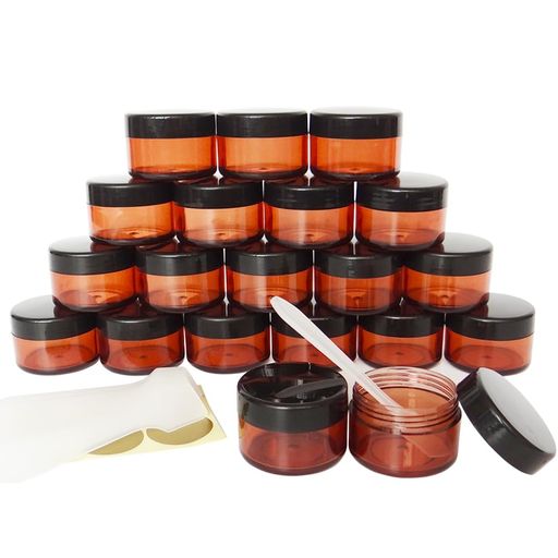 サイズとパッケージ内容:高さ約:2.81cm;直径:3.88cm;容量:15ml。20個セット琥珀色の容器収納ケース小分け容器黒い蓋付き。20個無料のスパチュラ+20個無料のラベル。 素材:高品質なプラスチックから作られて丈夫で耐用です。防...