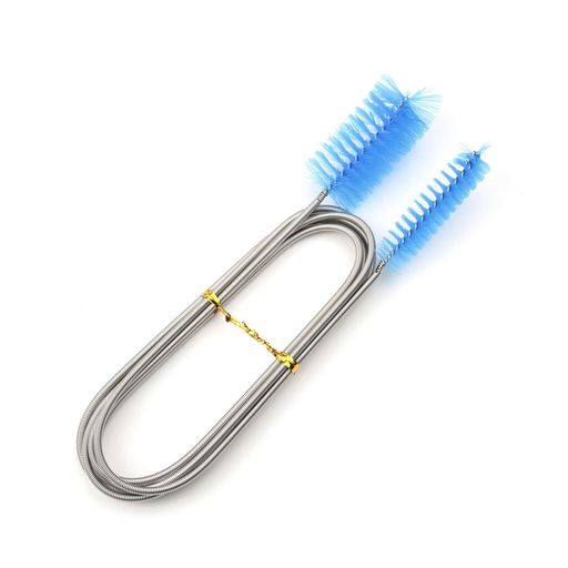 クリーンアップ 【ブラシサイズ】大:直径3cm長さ7cm、小:直径1.8cm長さ6cm。全長:長さ155cm。 【商品パッケージ】ブルー両頭ホースブラシ*1。 【高品質】このブラシは高品質材料を採用し、長持ちします。電線部分はステンレス製で...