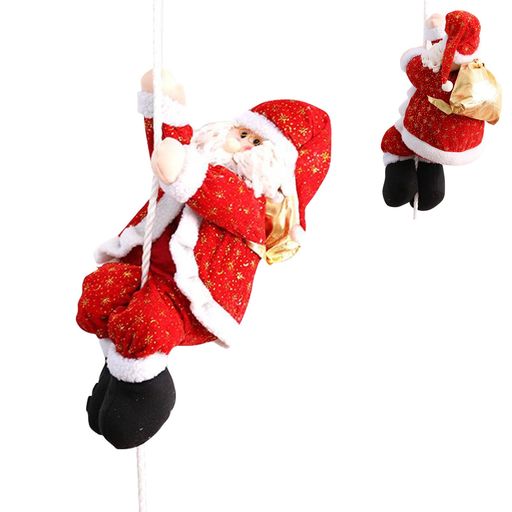 【可愛いデザインでクリスマスを華やかに】柔らかい表情のサンタクロースがロープを登る姿がキュート!玄関・壁・階段・ツリーなどに吊るすだけで、あたたかいクリスマスムードを演出します。 【精選素材&amp;高品質仕上げ】環境に優しい柔軟な布素材を...