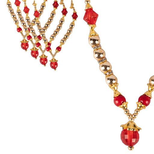 プージャ記事アイテムサムガリスリンガーインドからの装飾 美しい人工ガーランド4個セットは、マルチカラーの人工ビーズとリボンでできています。 神のためのこの美しい人工花輪4個セットは、小さな神と女神のアイドルフレームに飾ることができます。 ヴ...