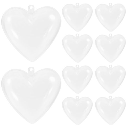 【仕様】サイズ:6.5x6.3x3.7cm。色:透明。パッケージ内容:10xプラスチックボール。 【DIY充填可能中空ボール】これらのハート形のオーナメントボールシェルは、オブジェクトや材料を中に入れるために開くことができます。 【ボール透...