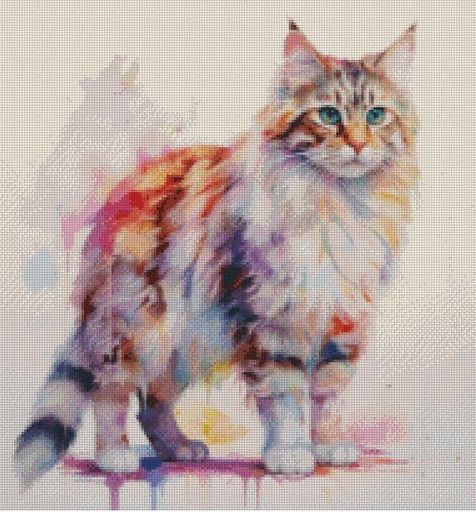 猫の色、パープル、200x200 aida、36x36cm、綿糸、猫クロスステッチキットのクロスステッチキット。 クロスステッチキットには、綿糸、針、アイーダ生地、図表、説明書が入っています。 クロスステッチエリア200x200ステッチ(フ...