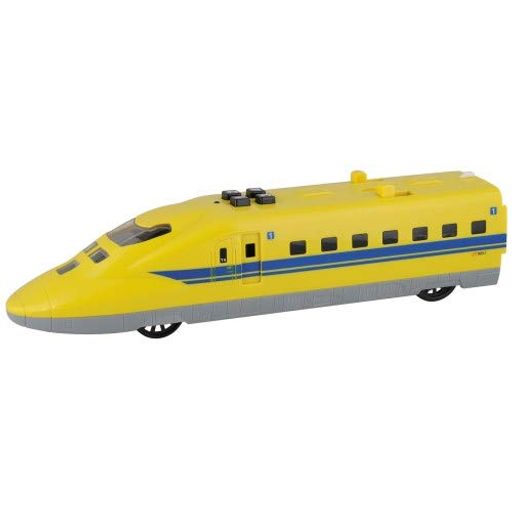 923形新幹線電気軌道総合試験車 ボタンを押すとヘッドライトが点灯 レバー操作でドアが開閉できる ボタンを押すと、実際に駅で使われているサウンドが楽しめる