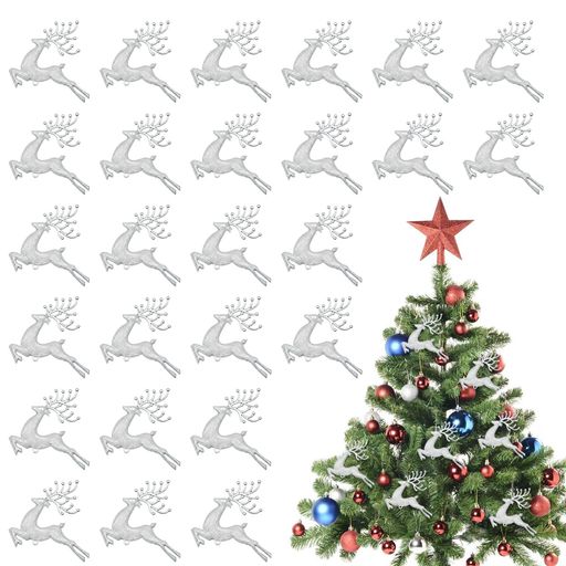 🎄【セット内容】このセットには、美しいクリスマスツリーオーナメントが24個(約6x6cm)入っています。普段使いにもパーティーにも十分な量です。各ペンダントには紐が付属しています、温かく魅力的なクリスマスの雰囲気を簡単に作り...