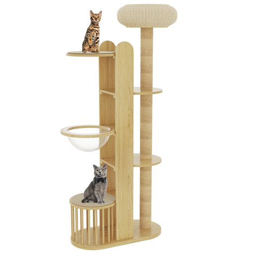 クライミング 【サイズとインテリア性のバランス】80cmx40cmx190cmのコンパクトサイズで室内スペースを有効活用。E2級MDF素材が木目の温かみを残しながら、北欧風や和風などさまざまなインテリアスタイルにマッチする。多層構造により愛...