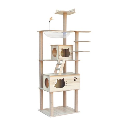 猫のためのくつろぎスペース 【猫達のパラダイス】見晴台や「宇宙船」スタイルの遊び場、猫ハウスはもちろん、複数の爪とぎポストも備えています。好みが細かい猫でも、自分に合った場所を見つけて、のんびり過ごせます。 【安全性が高い】見た目はスリムで...